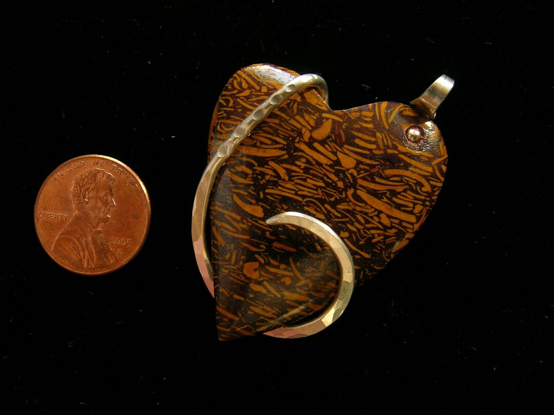Petrified Bamboo Silver Wrapped Pendant - Etsy