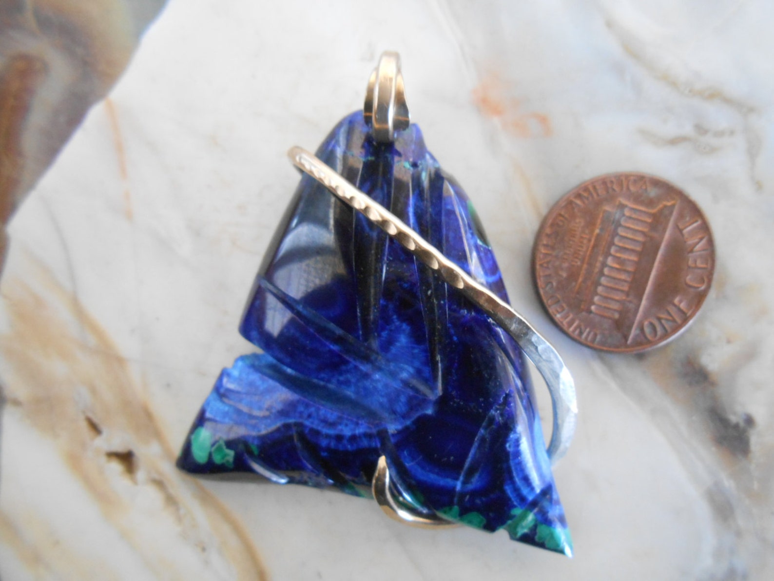 BEAUTIFUL Banded Azurite Malachite Gold Wrapped Pendant - Etsy