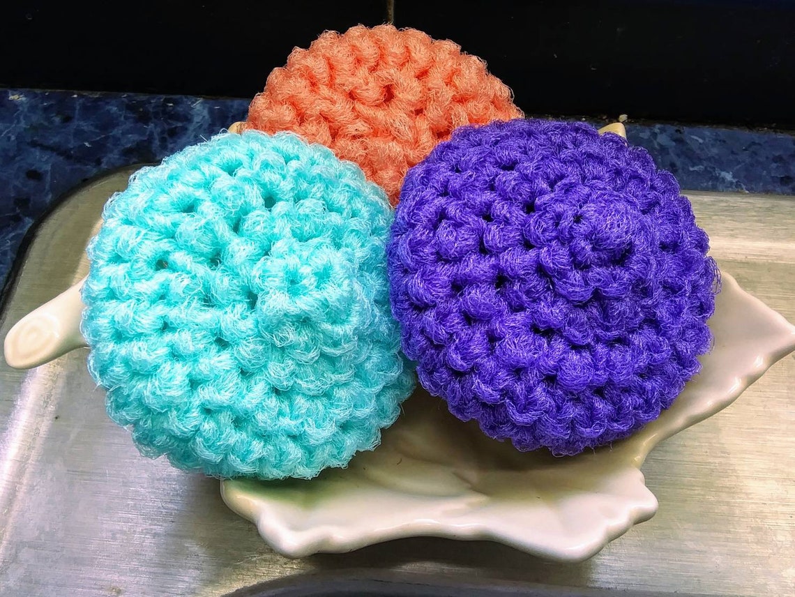 Dish Scrubbie Nylon, Pot Scrubbers, Peach, Purple, Teal - Etsy