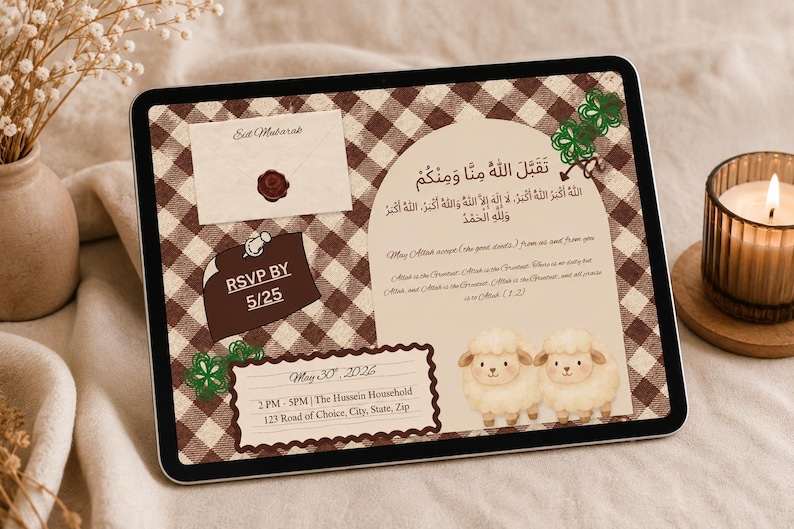 Neutral Eid Mubarak Invitation Template | Canva Mobile RSVP (digital ...