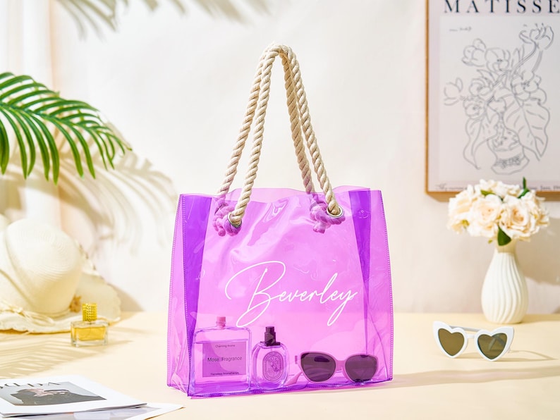 Personalized Clear PVC Tote Bag, Waterproof Beach, Bridesmaid Gift ...