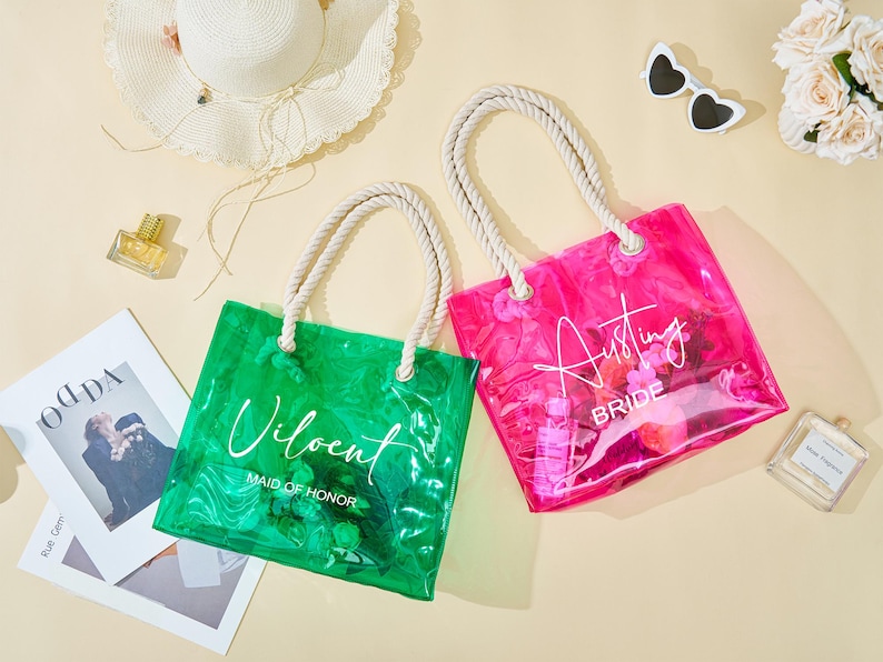 Personalized Clear PVC Tote Bag, Waterproof Beach, Bridesmaid Gift ...