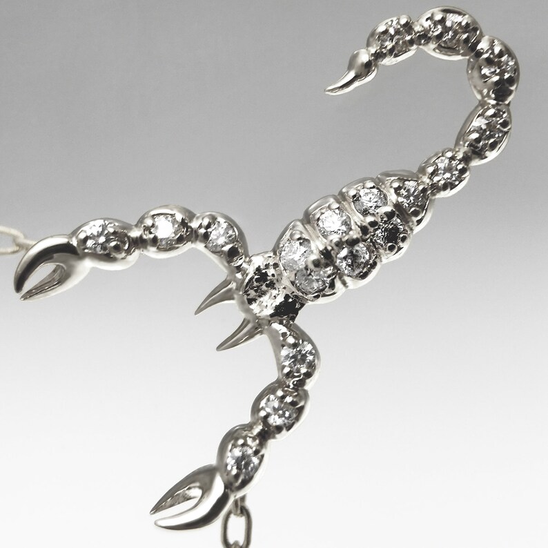 Diamonds 14k White Gold Small Scorpion Pendant Necklace Jherwitt ...