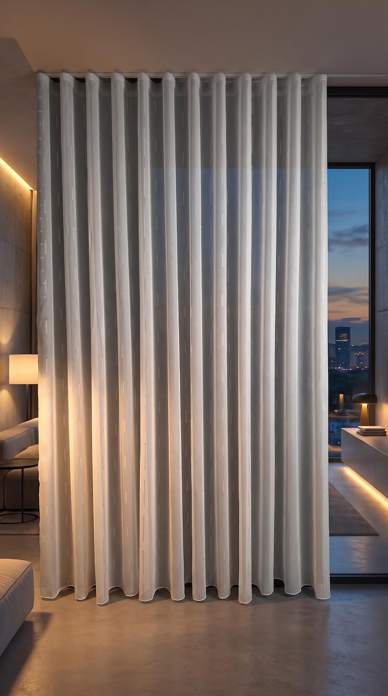 Bianca Milano Linen-look Sheer Curtains, Custom Window Panel, Modern ...