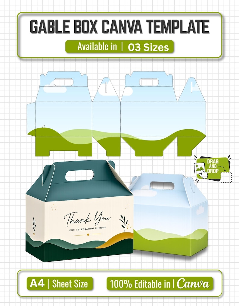 Gable Box Template Bundle Canva Editable, Printable Gable Favor Box ...