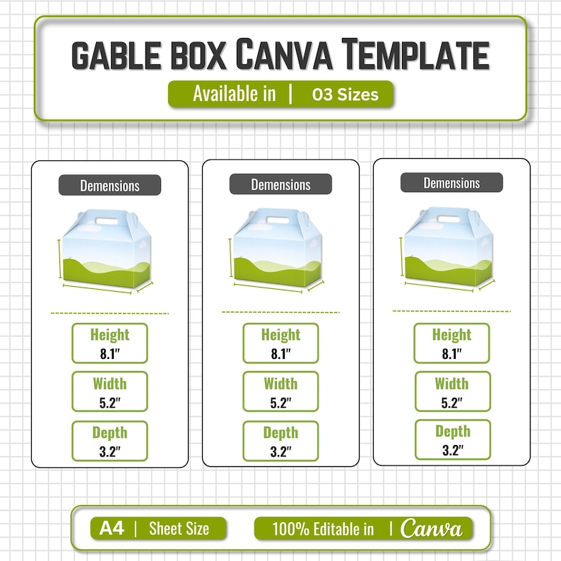 Gable Box Template Bundle Canva Editable, Printable Gable Favor Box ...