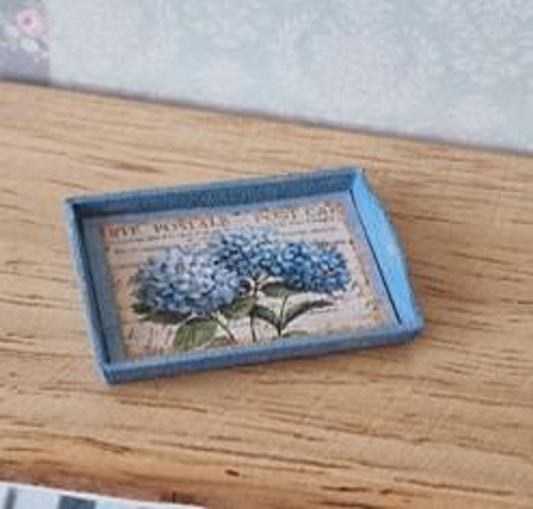Blue Wooden Tray 1:12 - Etsy