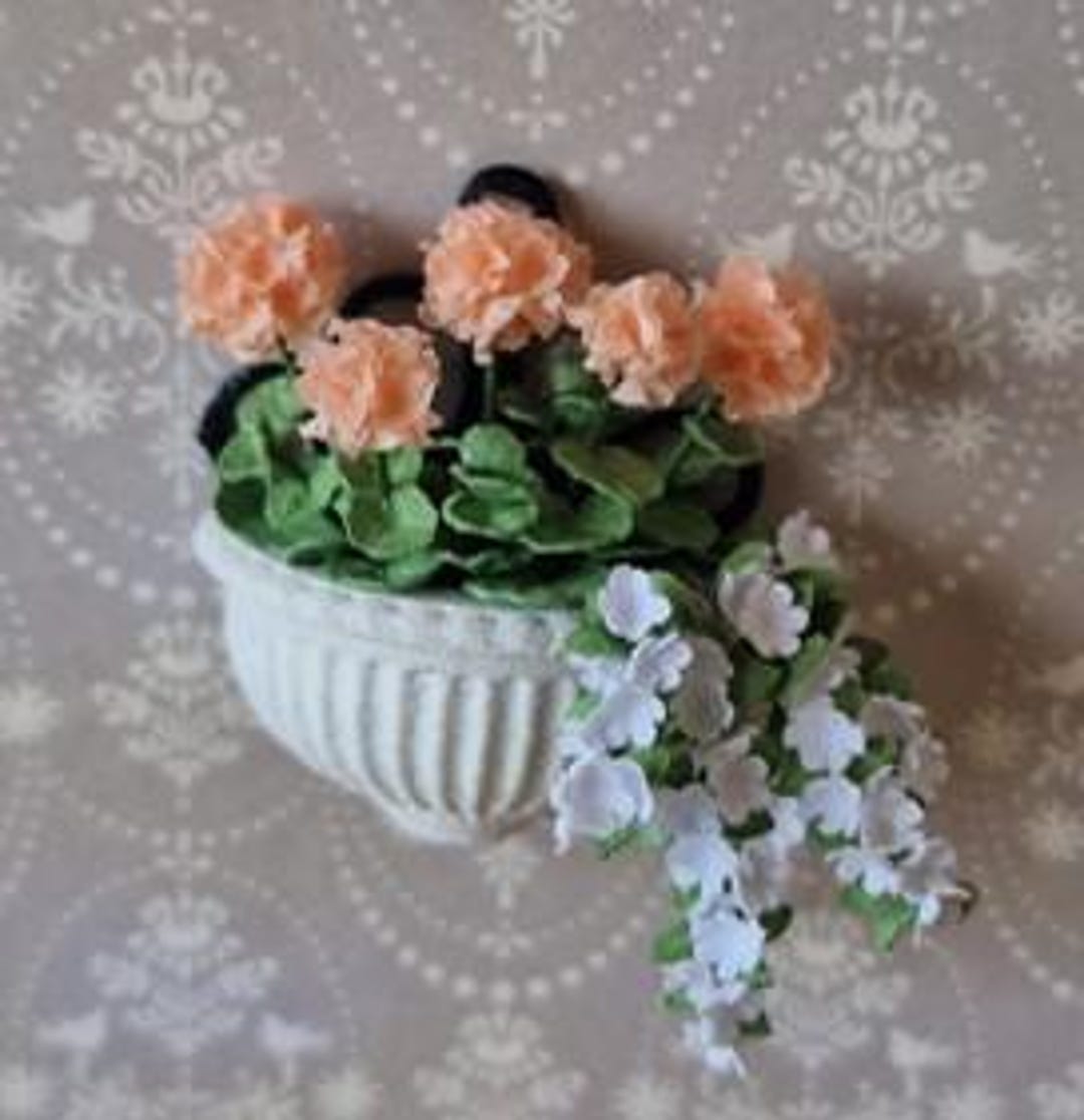 Wall Flower Pot With Apricot Geraniums - Etsy