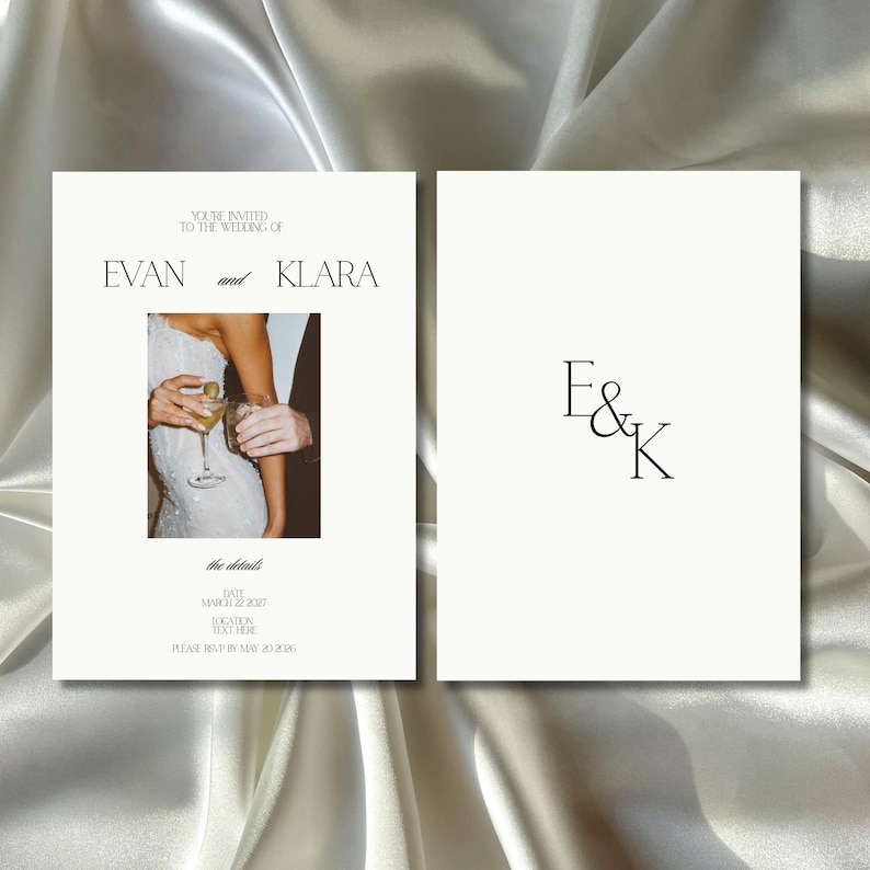 Old Money Wedding Invitation Template | Minimalist Save the Date ...