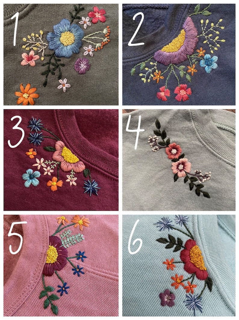 Custom Embroidered Sweatshirt Hand Embroidery Floral - Etsy