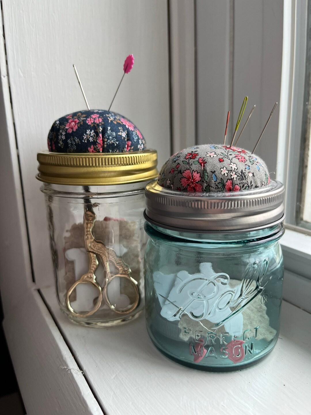 Jar Pincushion Sewing Notion Pincushion Sewing Storage - Etsy