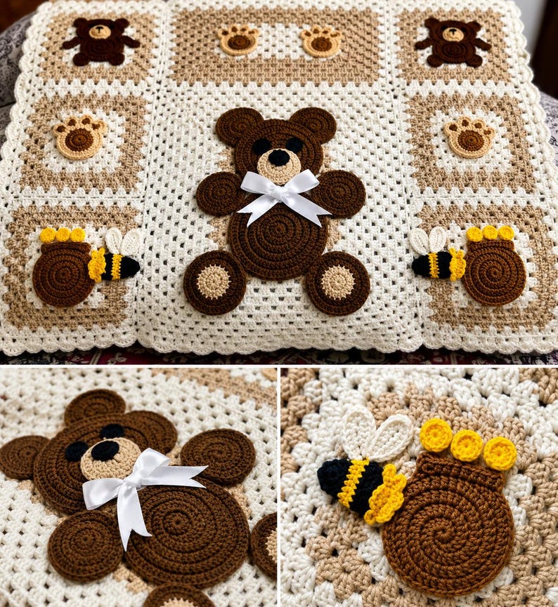 Bear Crochet Blanket Pattern , Blanket Reddy Bear Pattern , 3D Bear ...