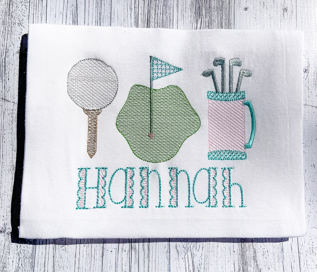 Girls Embroidered Golf Tee, Grass, and Clubs Personalized Shirt - Etsy