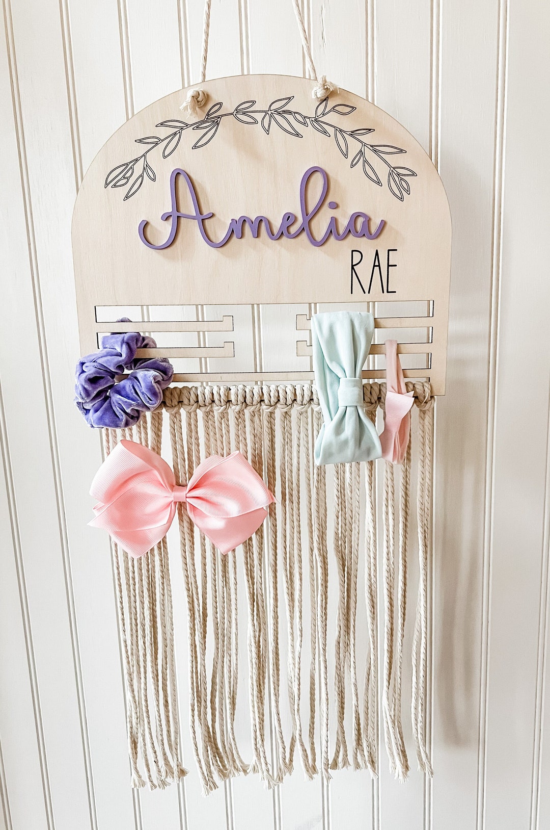 Personalized Hair Bow Organizer, Bow Holder Nursery Decor, Wall Hanging ...