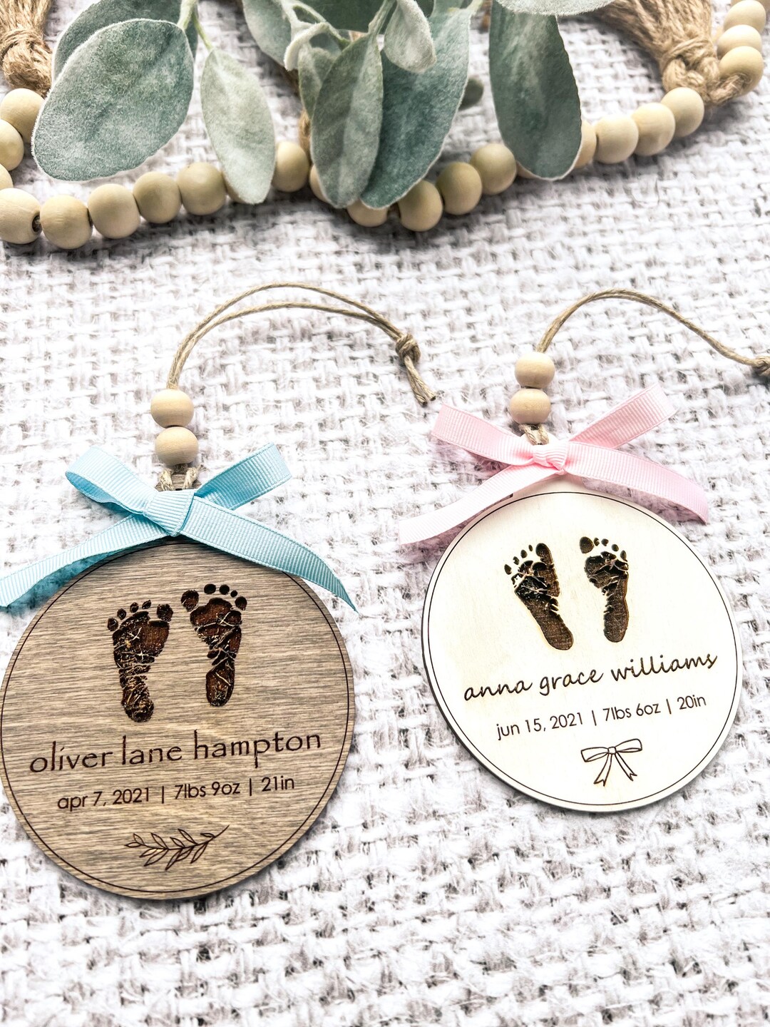 Baby Footprints & Birth Stat Ornament Baby Gift Christmas Gift - Etsy