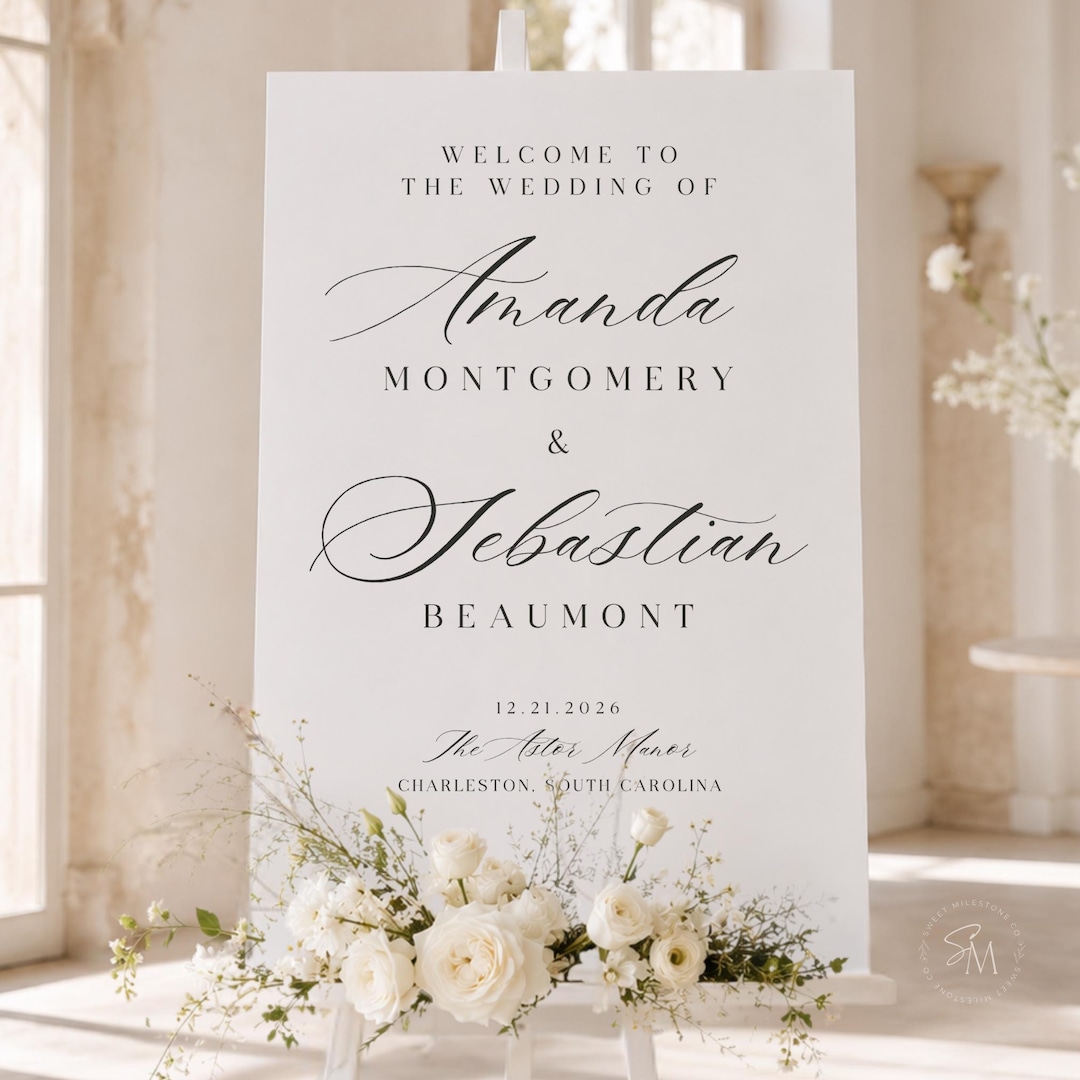 Wedding Welcome Sign Template, Old Money, Classic Luxe Modern Romantic ...