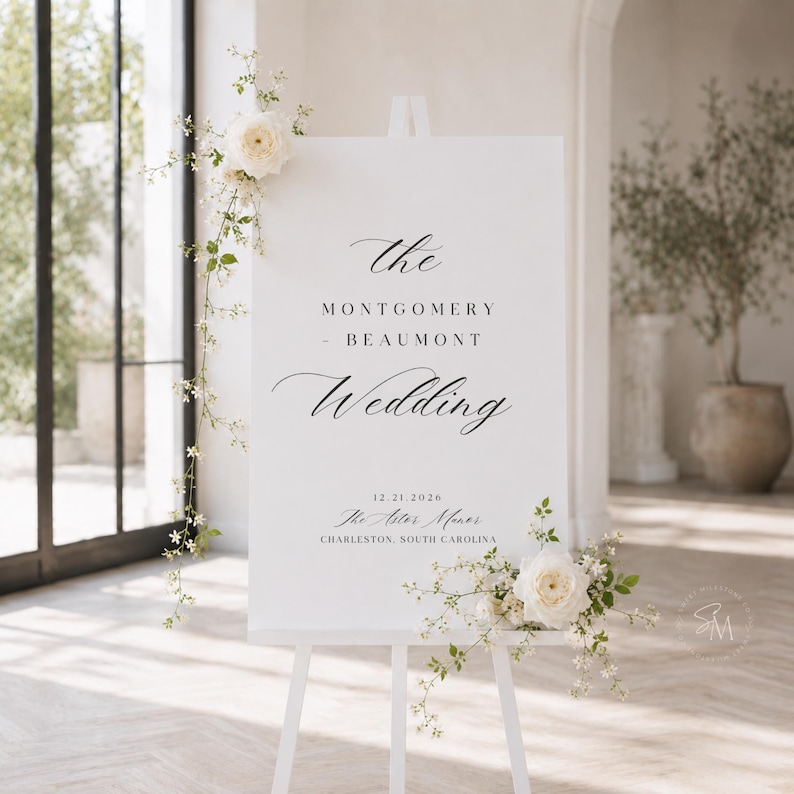 Wedding Welcome Sign Template, Old Money, Classic Luxe Modern Romantic ...