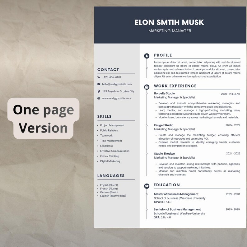 Modern Resume Template | Editable Canva CV + Cover Letter ...