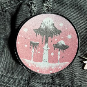 Ink Caps Iron on Patch 8x8cm Circular- Mushroom, Forager Lover Gift, Punk, Fungus, Cottage Core ...