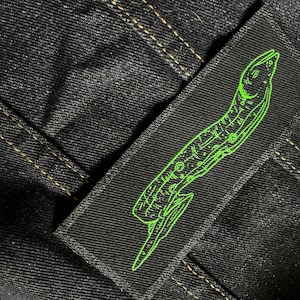 That’s a Moray!- Green Eel Screen Print Fabric Patch 13x5 Cm- Goth ...