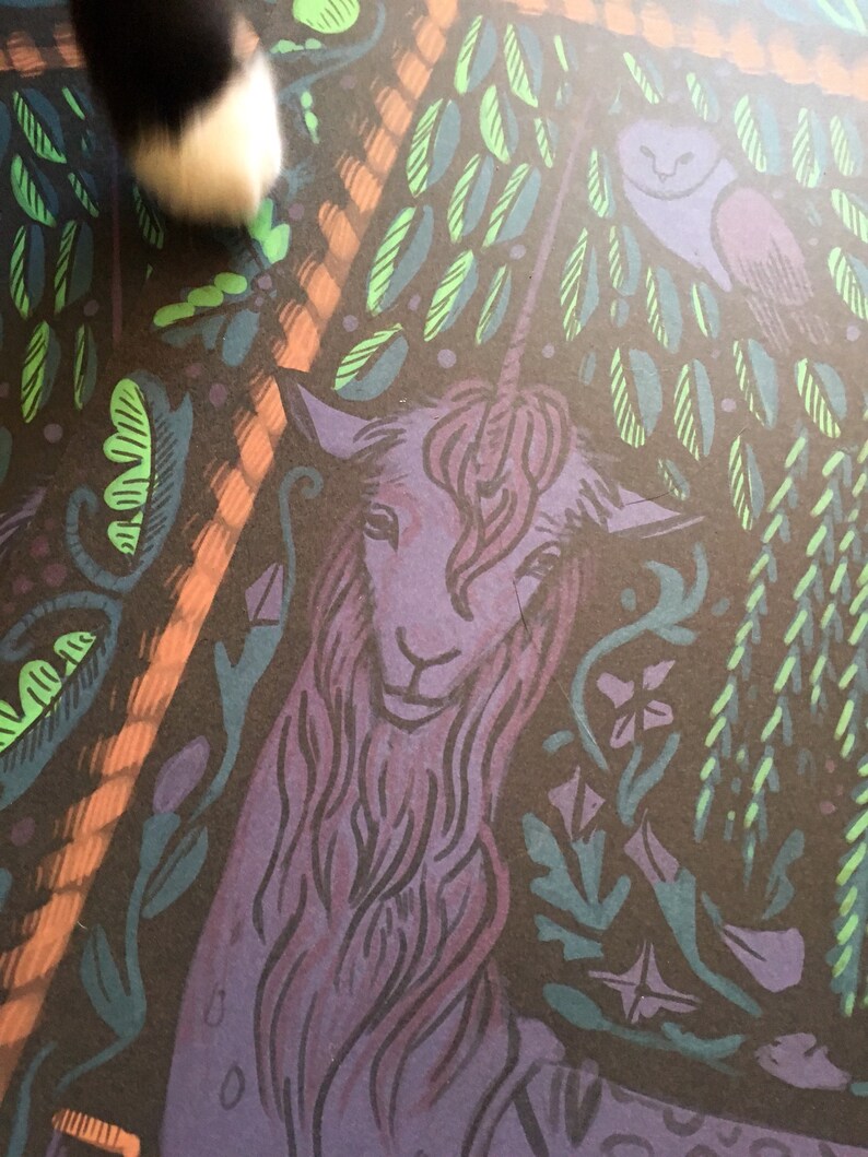 A4 Medieval Tapestry Unicorn Print Art Print College Dorm | Etsy