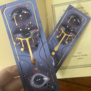 Deluxe Gold Foil Cosmic Eyes Bookmark (148x 52cm) Gold Painted Edges ...