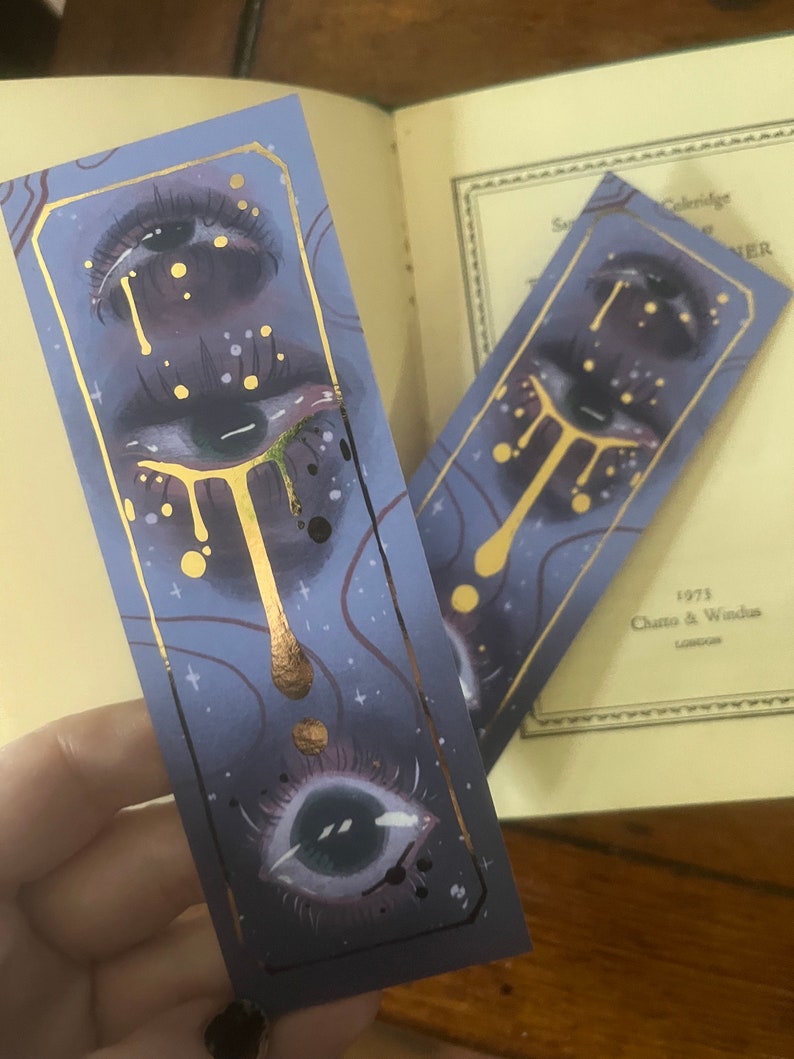 Deluxe Gold Foil Cosmic Eyes Bookmark (148x 52cm) Gold Painted Edges ...