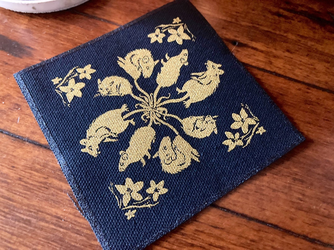 Rat King- Gold Screen Print Fabric Patch 10x10cm- Goth, Rat Lover Gift ...