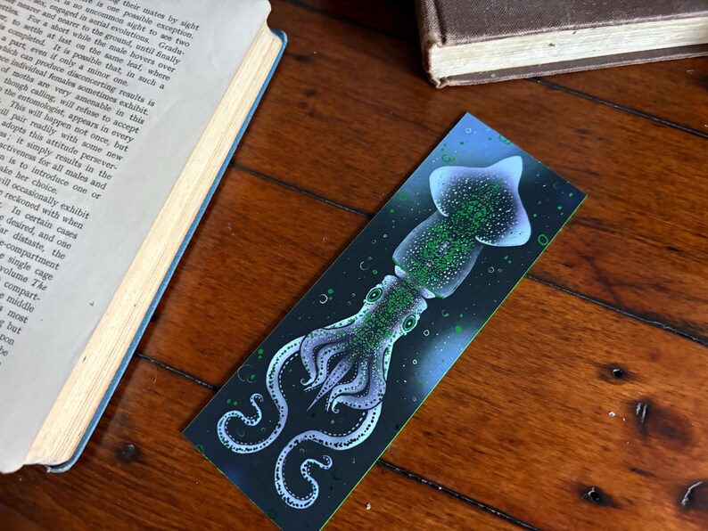 Green Firefly Squid Bookmark (148x 52cm) Green Painted Edges, Gothic ...