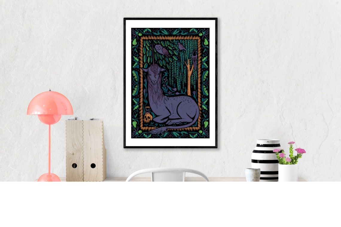 A4 Medieval Tapestry Unicorn Print Art Print College Dorm - Etsy