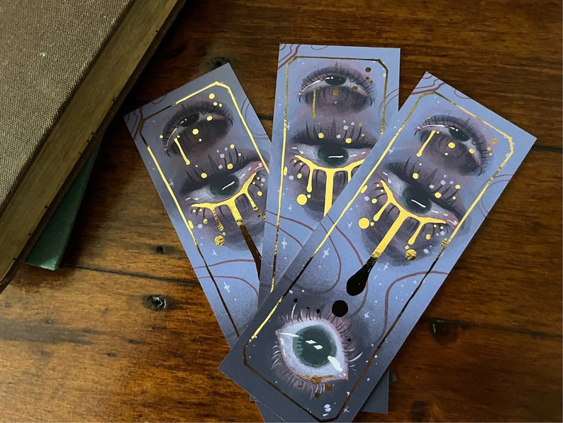 Deluxe Gold Foil Cosmic Eyes Bookmark (148x 52cm) Gold Painted Edges ...