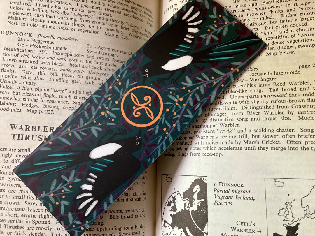 Two for Joy- 55x148mm Bookmark! Magpie Lover, Book Accessories, Double ...