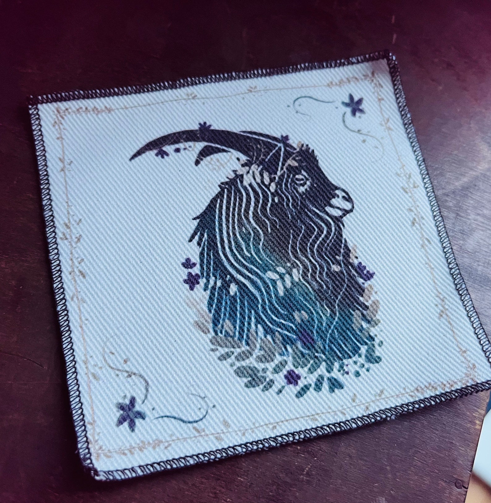 Spring Goat- 10x10 Denim Patch- Finished Edges- Capricorn Battle Jacket ...