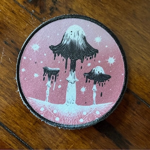 Ink Caps Iron on Patch 8x8cm Circular- Mushroom, Forager Lover Gift, Punk, Fungus, Cottage Core ...