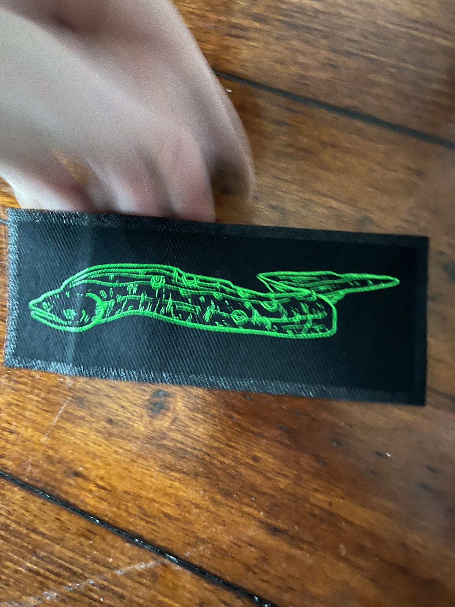 That’s a Moray!- Green Eel Screen Print Fabric Patch 13x5 Cm- Goth ...