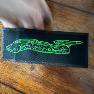 That’s a Moray!- Green Eel Screen Print Fabric Patch 13x5 Cm- Goth ...