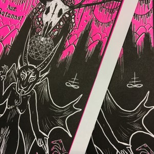 Limited Edition Neon Pink Satanic Risograph Print Occult Riso Halloween ...