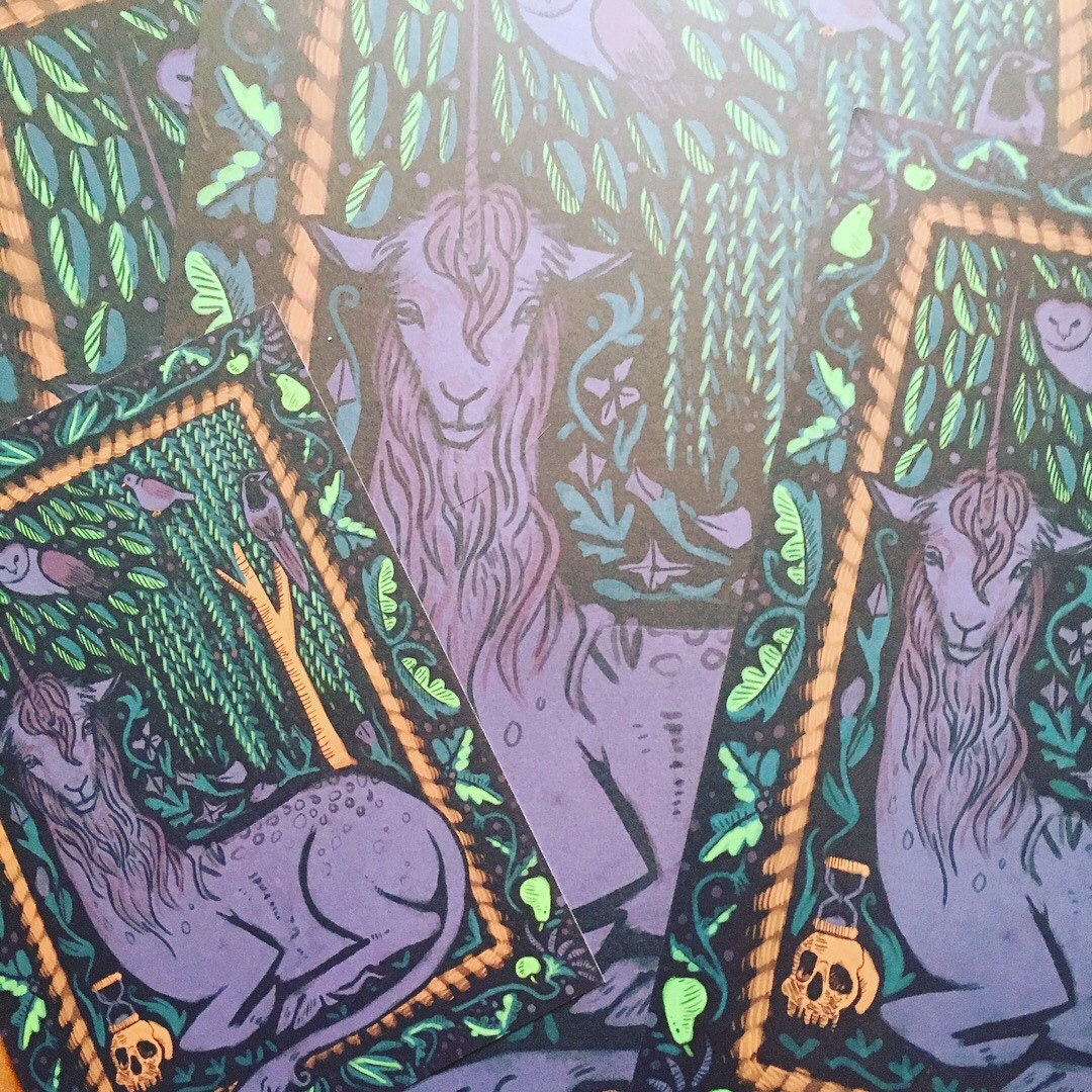 A4 Medieval Tapestry Unicorn Print Art Print College Dorm | Etsy