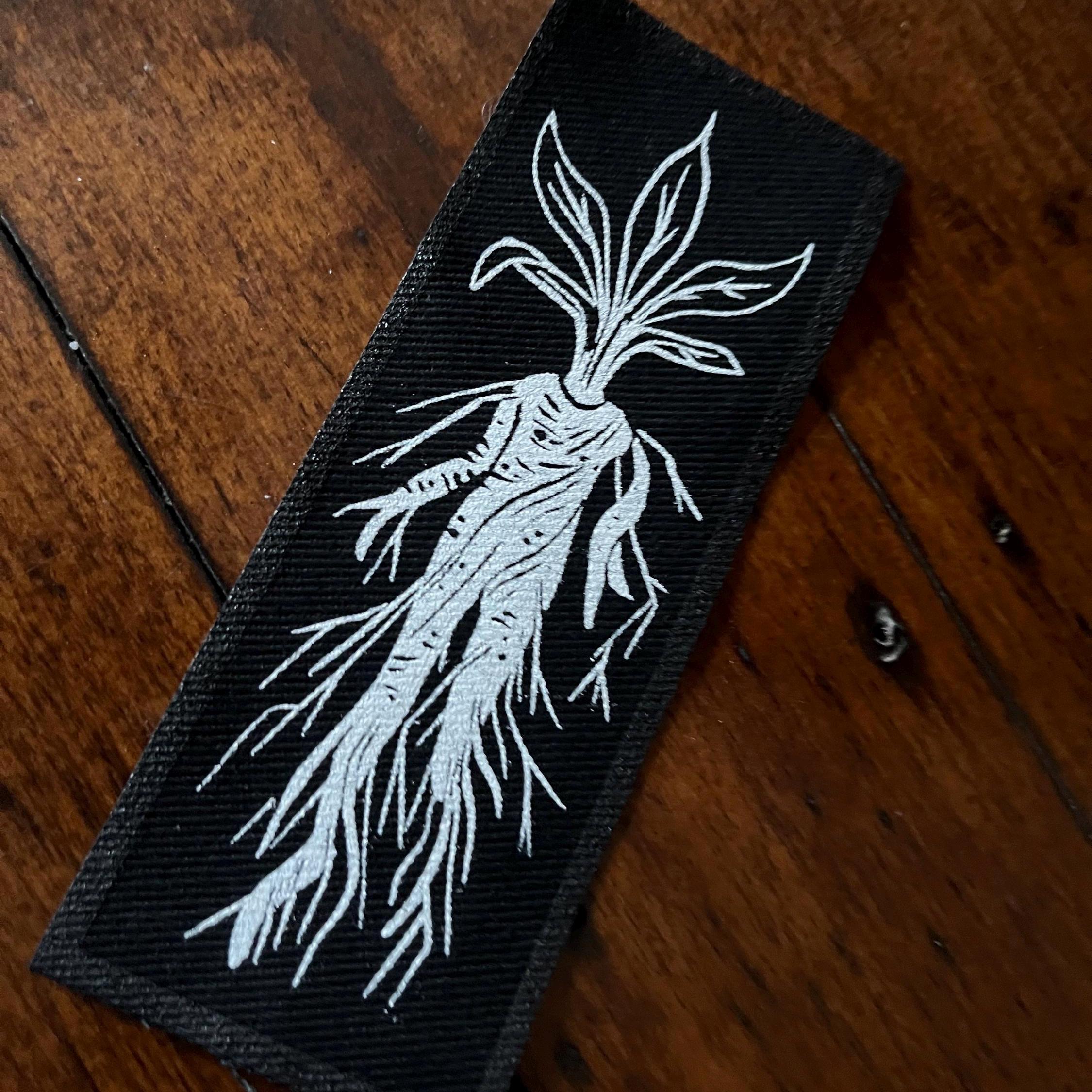 Mandragora White Screen Print Fabric Patch 13x5 Cm- Goth, Mandrake Root ...
