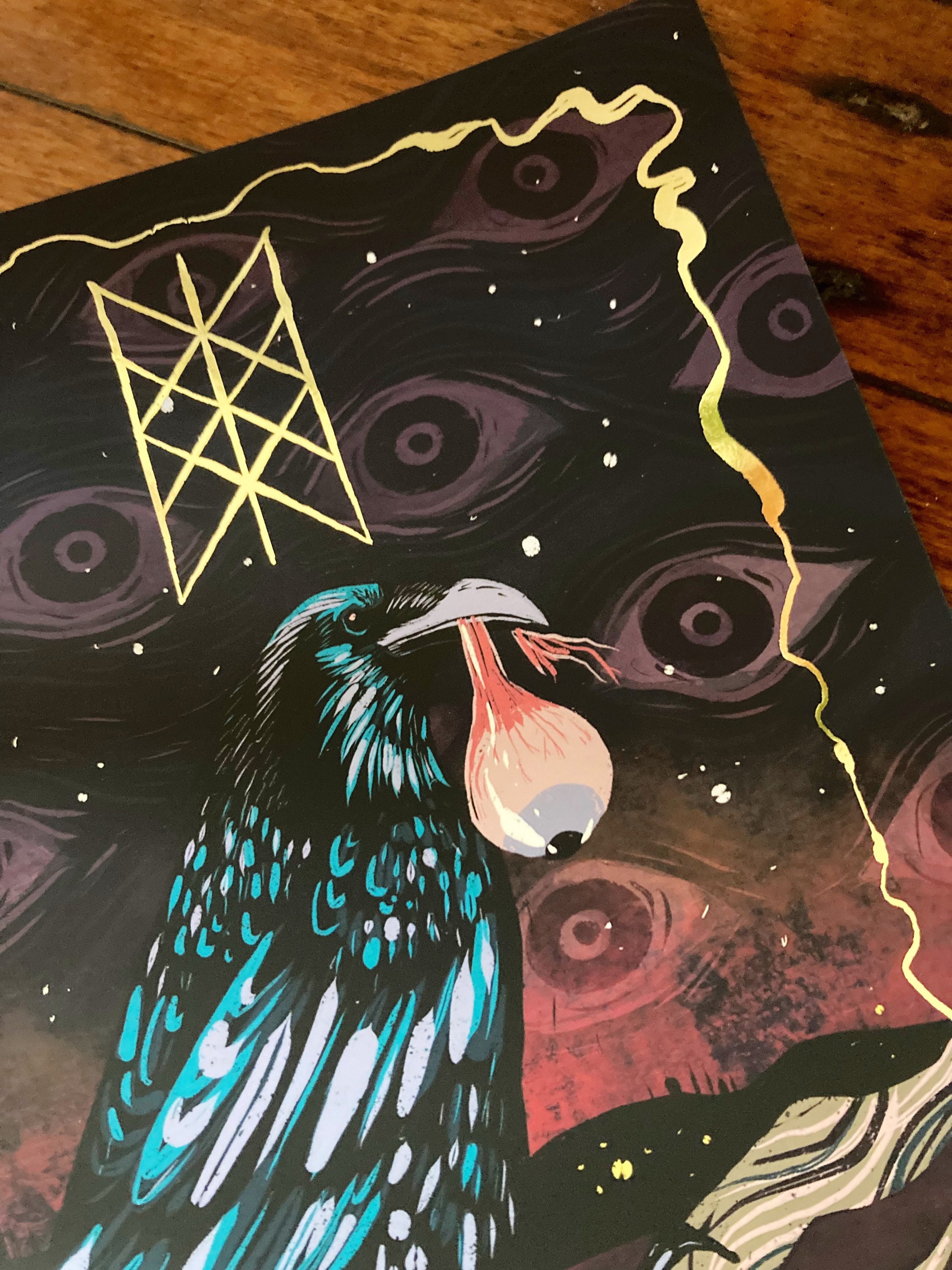 The Raven- Deluxe Gold Foil A4 Art Print (8x11 Inches) Esoteric, Odin ...