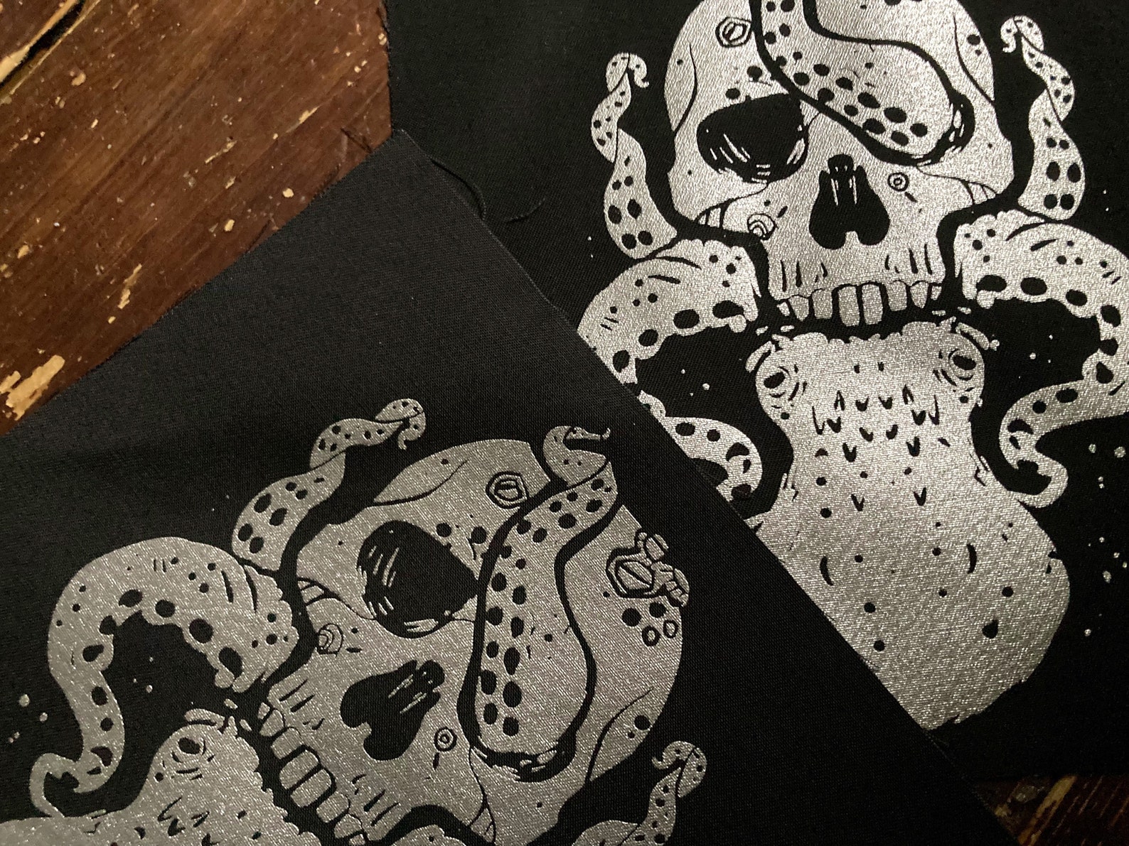 Ocean Bounty- 20cm Back Patch Silver Screen Print Fabric - Goth ...