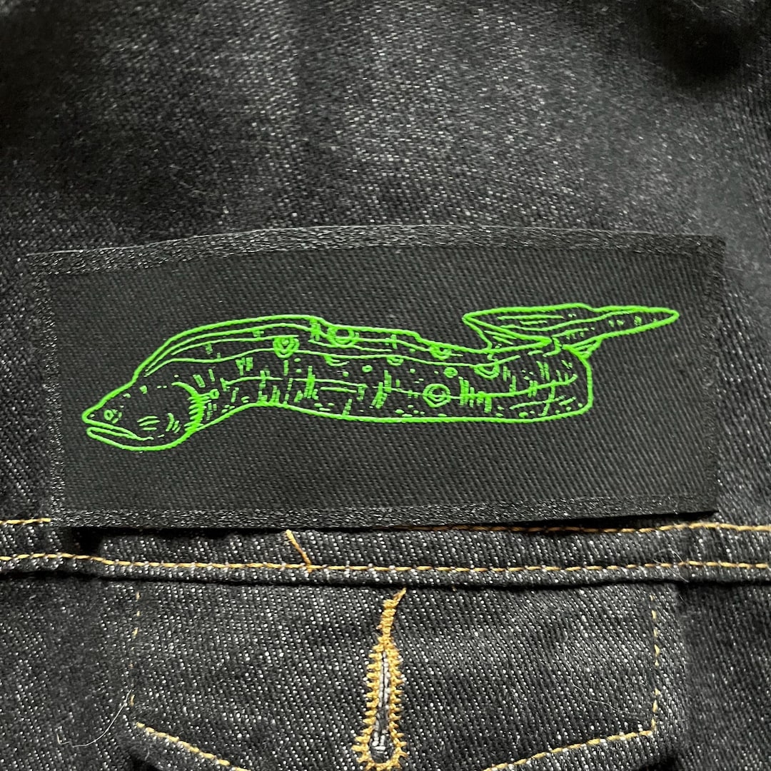 That’s a Moray!- Green Eel Screen Print Fabric Patch 13x5 Cm- Goth ...