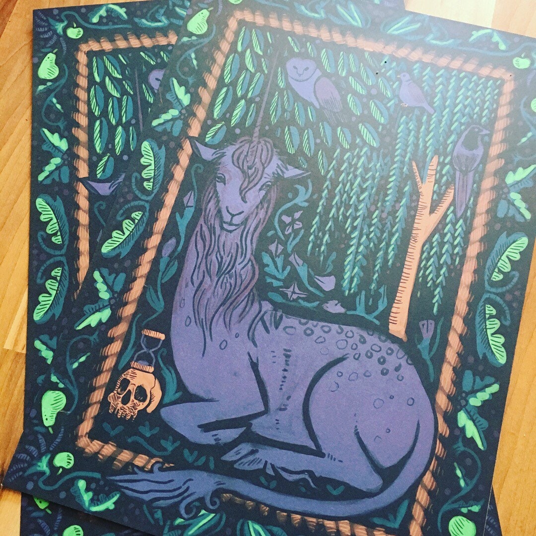 A4 Medieval Tapestry Unicorn Print Art Print College Dorm | Etsy