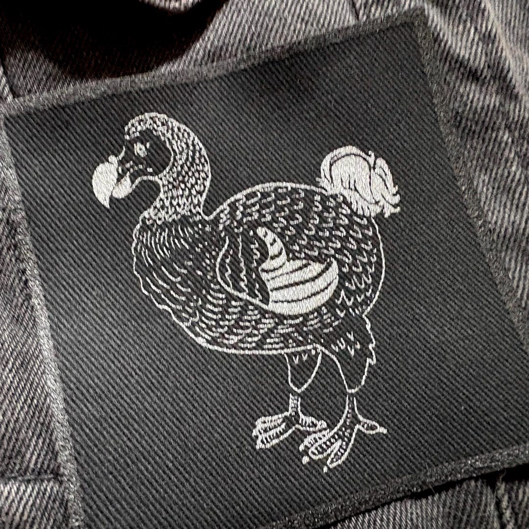 Dodo Bird Patch- Silver Screen Print, Palaeontology and Biology Lovers ...