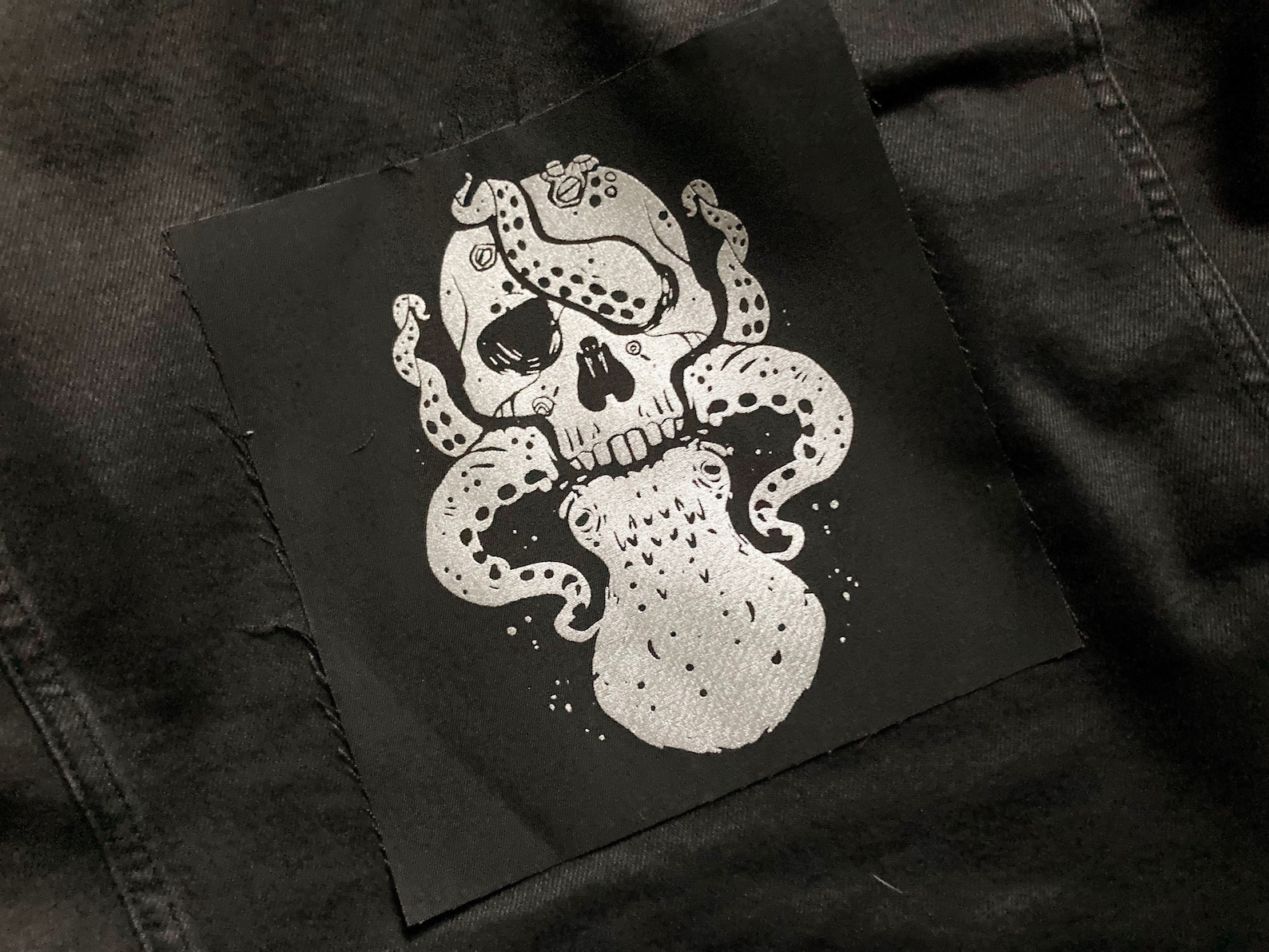 Ocean Bounty- 20cm Back Patch Silver Screen Print Fabric - Goth ...