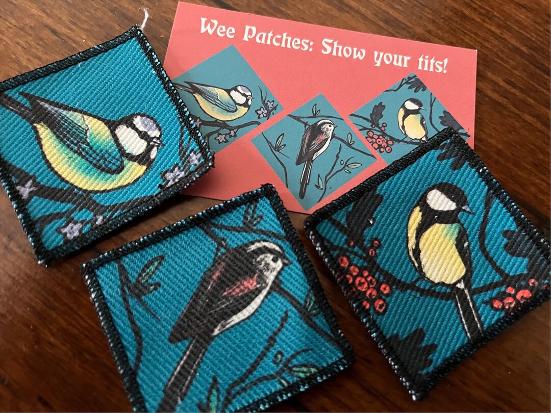 Wee Patch Set: Show Your Tits Set of Three 5x5cm Patches Garden Birds, Patches, Bird Lover Gift ...