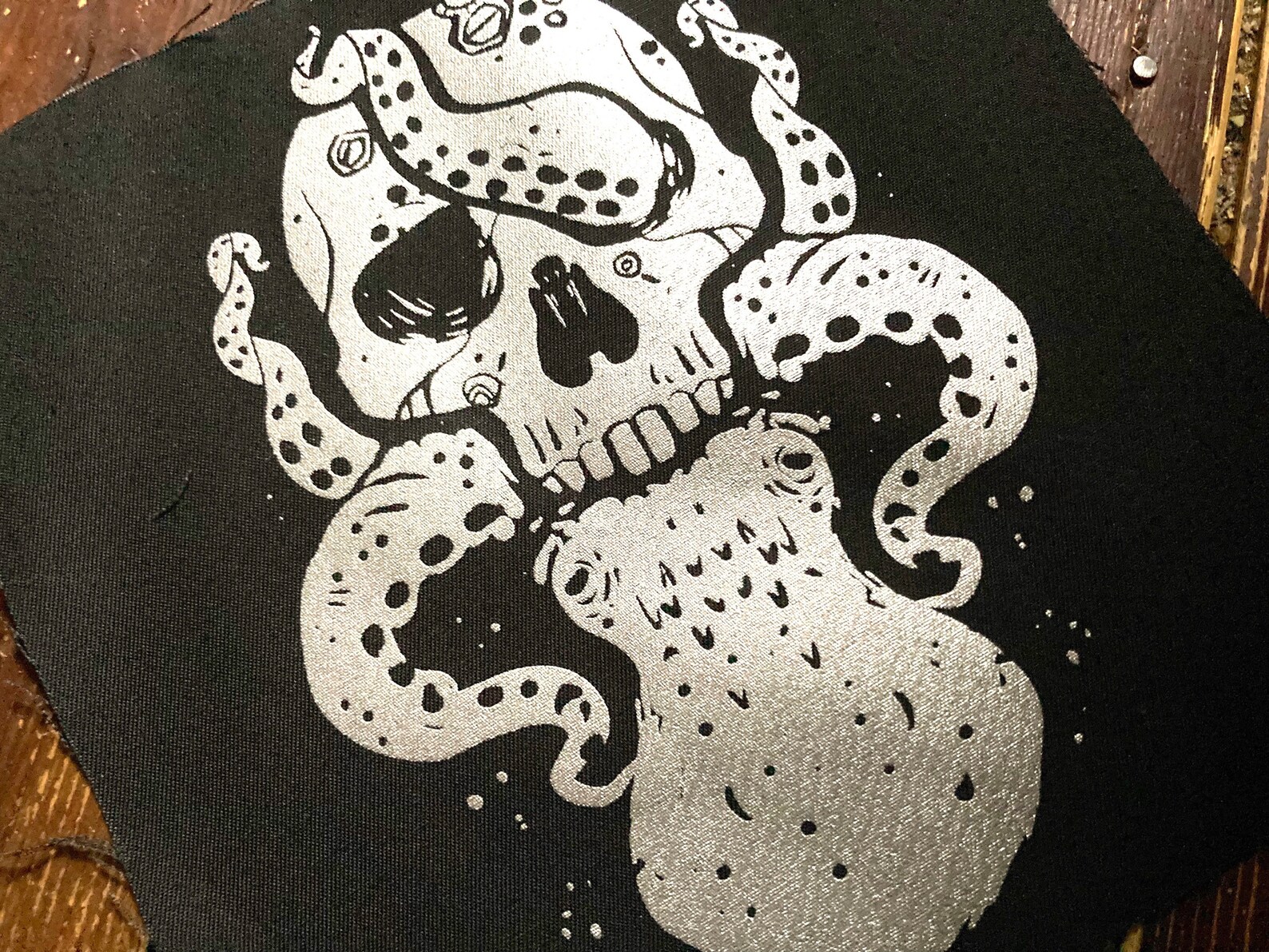 Ocean Bounty- 20cm Back Patch Silver Screen Print Fabric - Goth ...