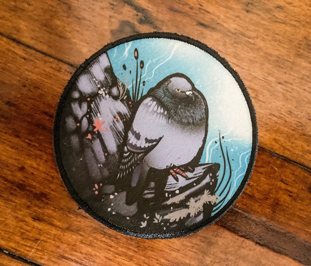 Rock Dove - Iron on Patch 8x8cm Circular- Pigeon Lover Gift, Punk, Cute ...