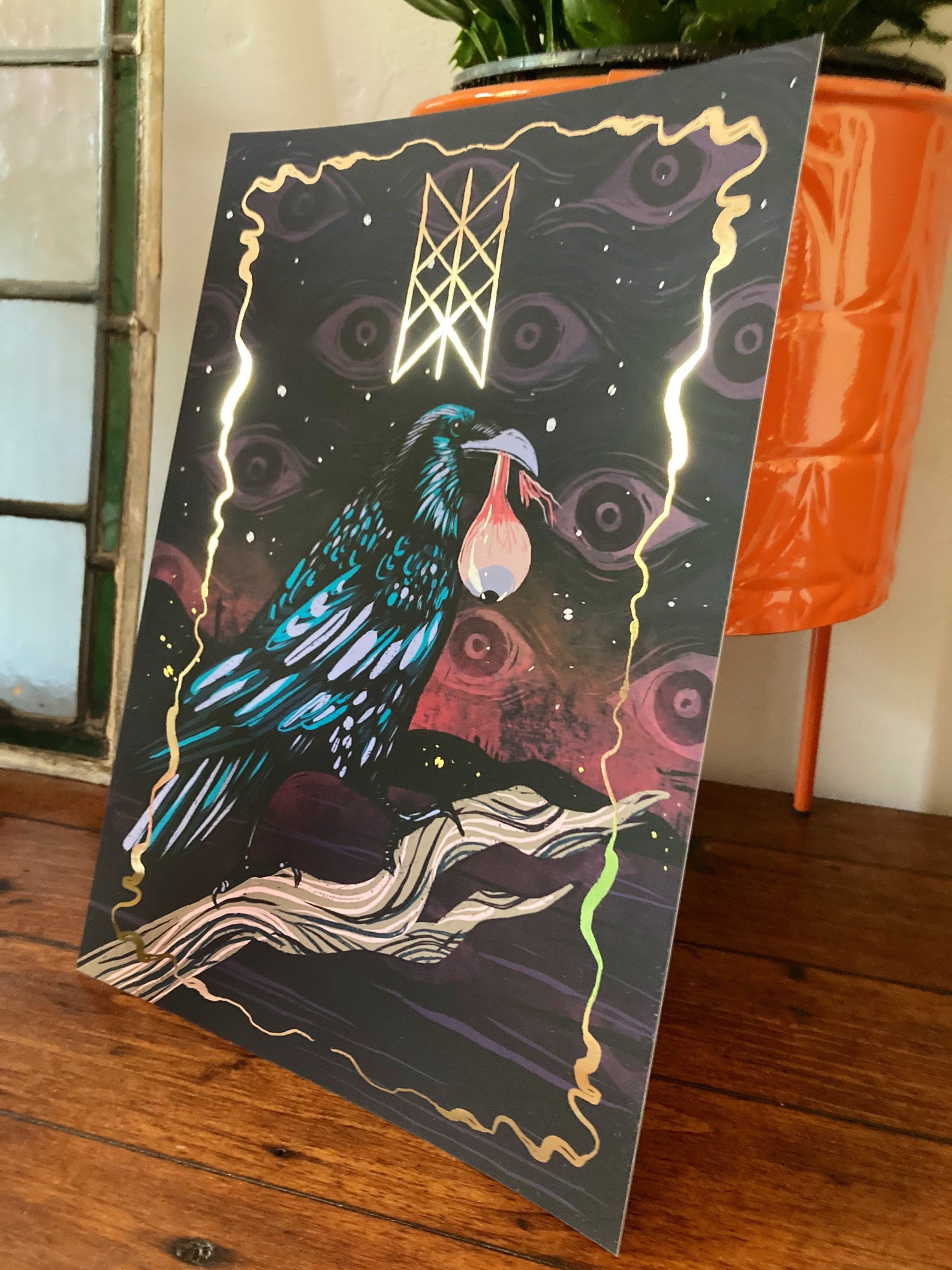 The Raven- Deluxe Gold Foil A4 Art Print (8x11 Inches) Esoteric, Odin ...