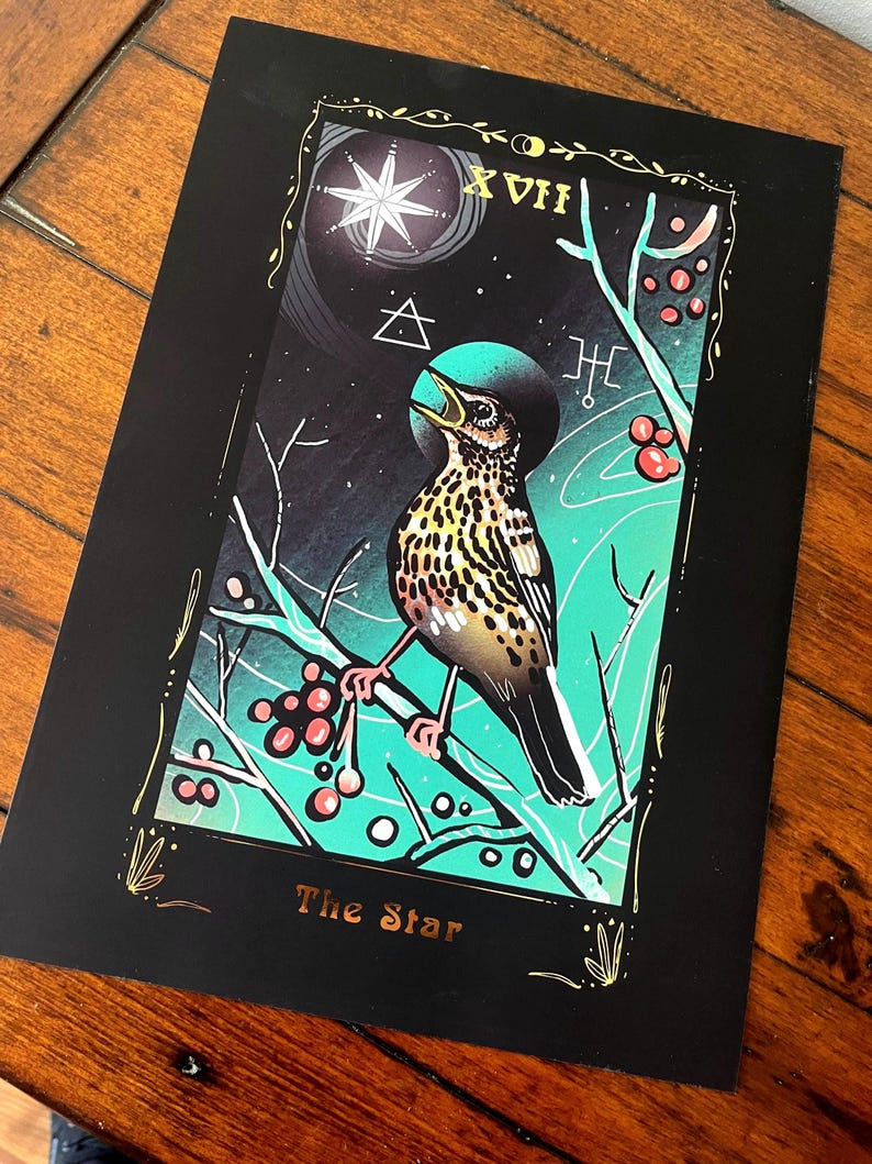 The Star XVII Foil Tarot Print- Deluxe A4 Art Print (8x11 Inches ...